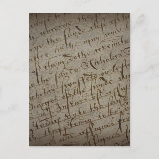Parchment text with antique writing, old paper postcard | Zazzle