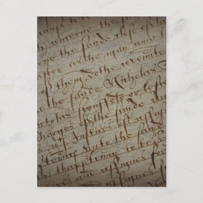 Parchment text with antique writing, old paper postcard | Zazzle.com