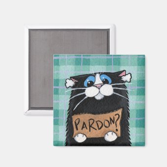 Pardon - Whimsical Cat Magnet | Zazzle