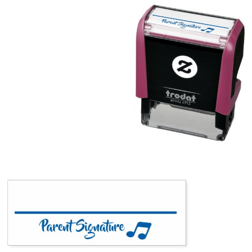 Parent Signature Rubber Stamp with Music Note | Zazzle
