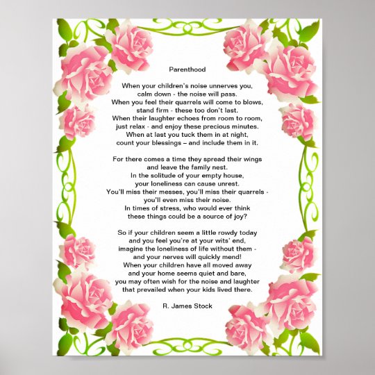 "Parenthood" Parental Guidance Poem Poster | Zazzle.com