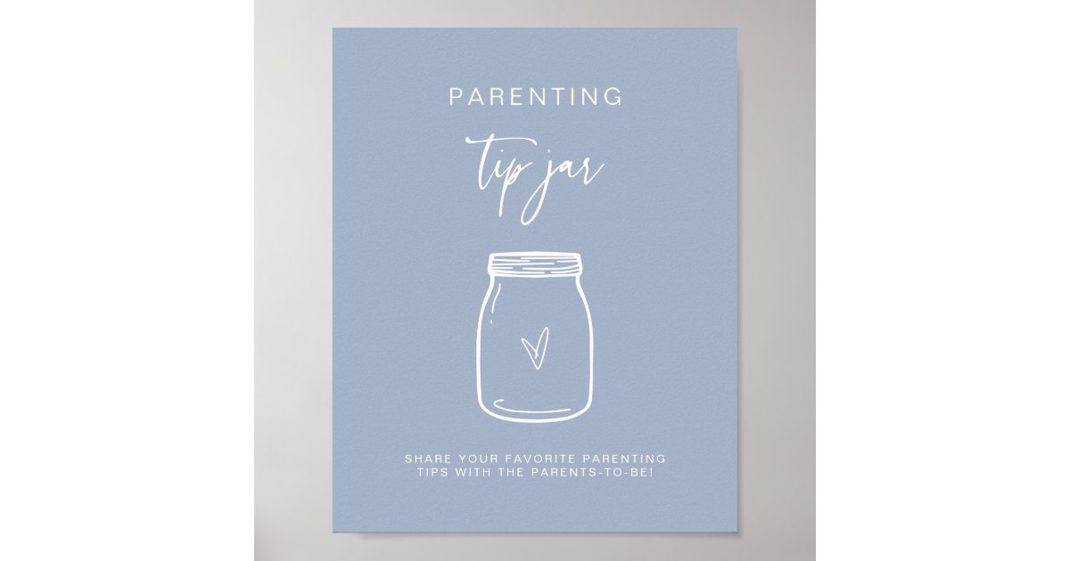 Parenting Tip Jar Sign Baby Shower Game Decor F201 | Zazzle