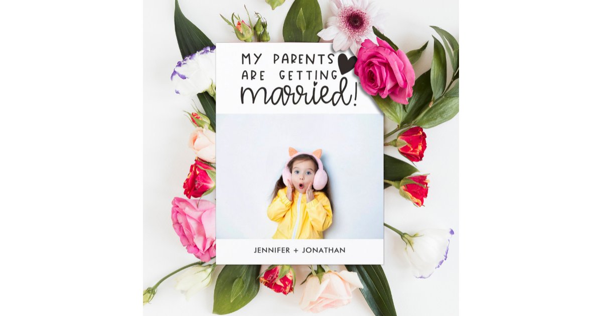 Parents getting married child photo save the date announcement postcard ...