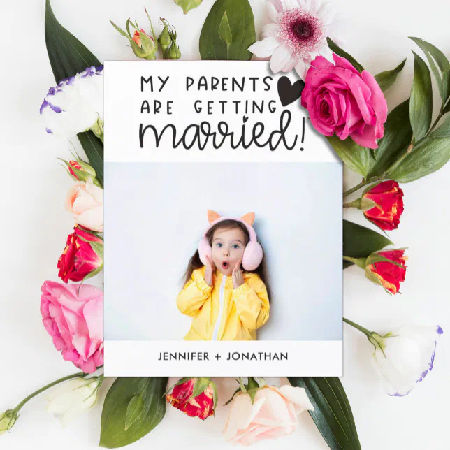 Parents getting married child photo save the date announcement postcard ...