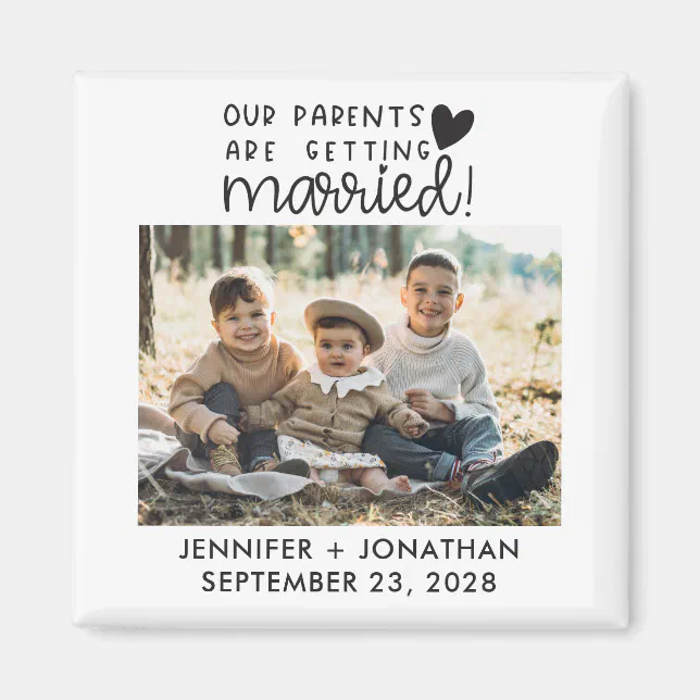 Parents getting married children photo save date magnet | Zazzle