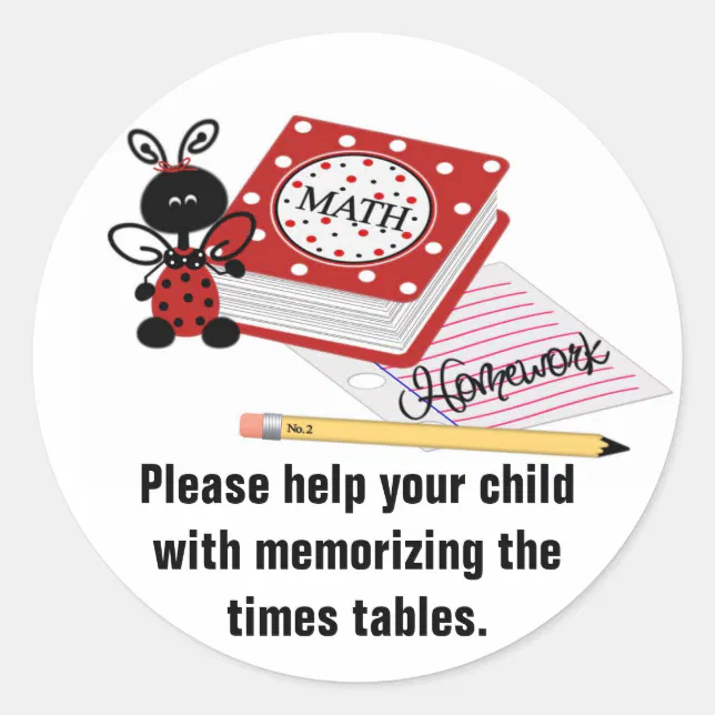 Parent's Homework Reminder Stickers | Zazzle