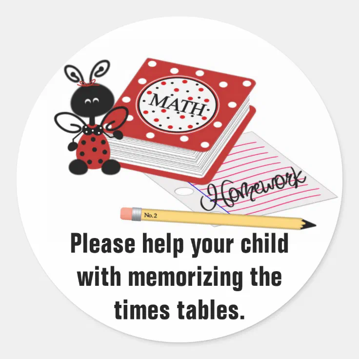 Parent's Homework Reminder Stickers | Zazzle