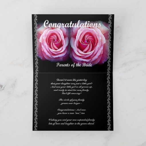 PARENTS of the BRIDE - Wedding Congratulations Card | Zazzle