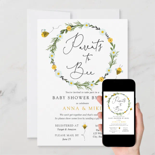Parents to Bee Baby Shower by Mail invitation | Zazzle