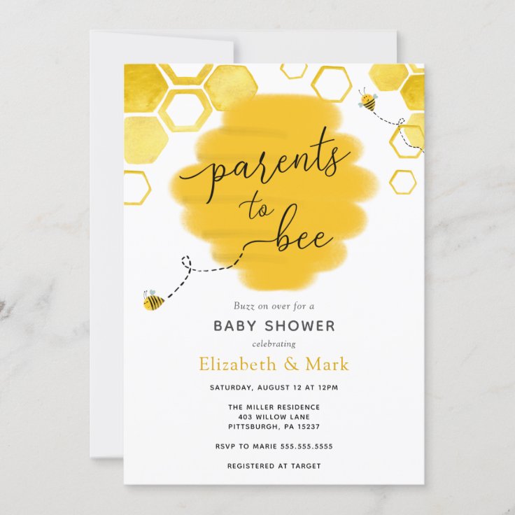 Parents to Bee Baby Shower Invitation | Zazzle