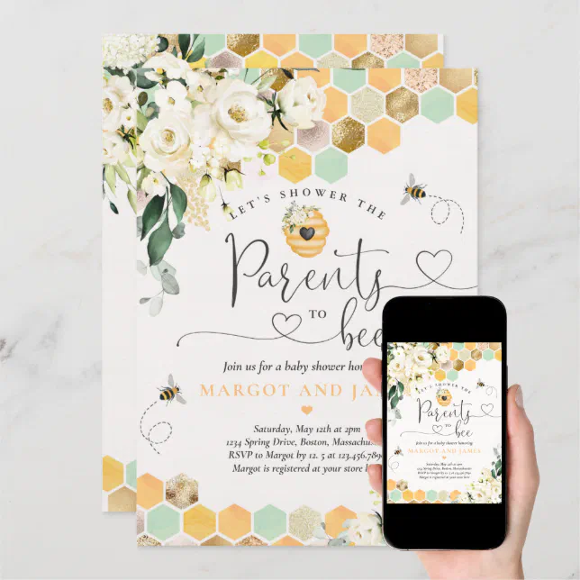Parents To Bee Gender Neutral Bee Baby Shower Invitation | Zazzle