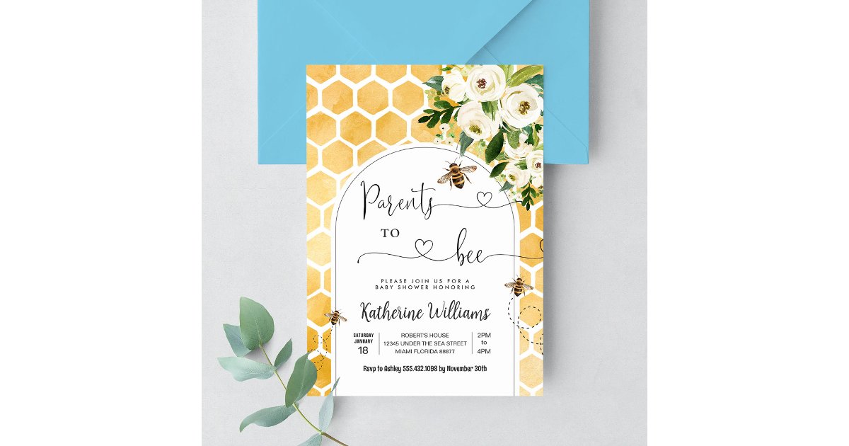 Parents To Bee Honey Bee Theme Baby Shower Invitation | Zazzle
