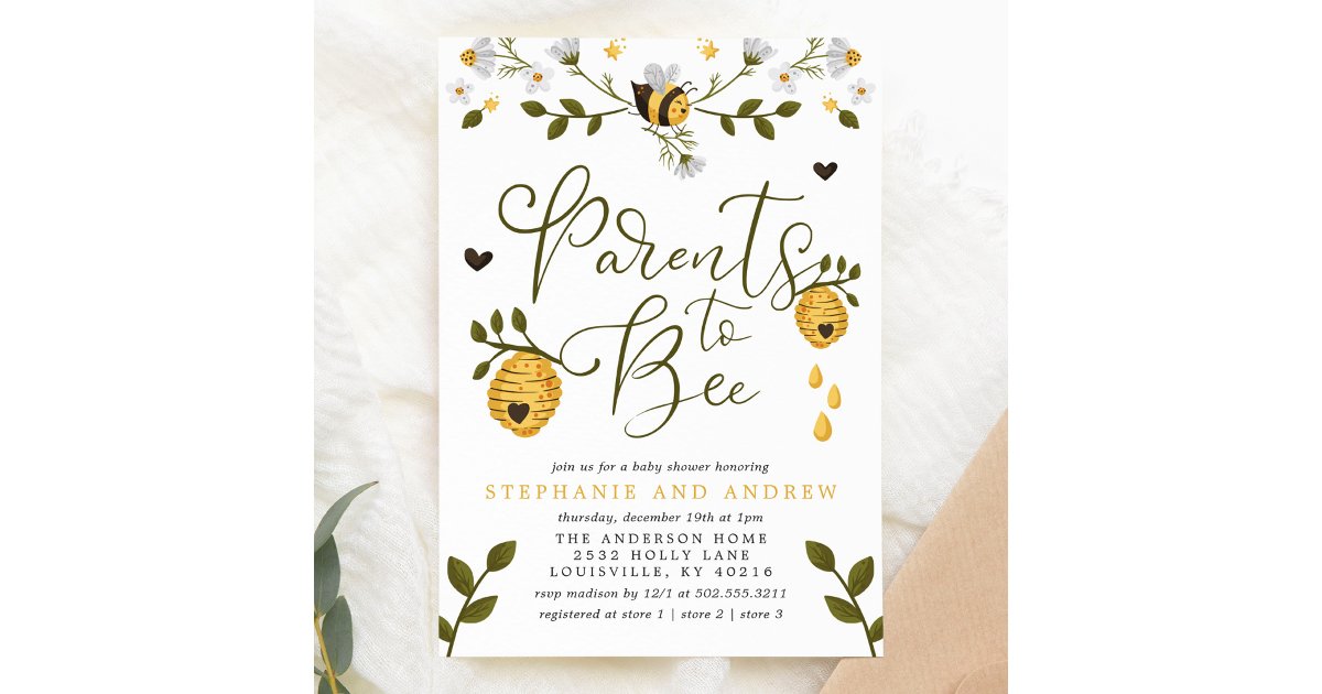 Parents To Bee Honeycomb Bumblebee Baby Shower Invitation | Zazzle