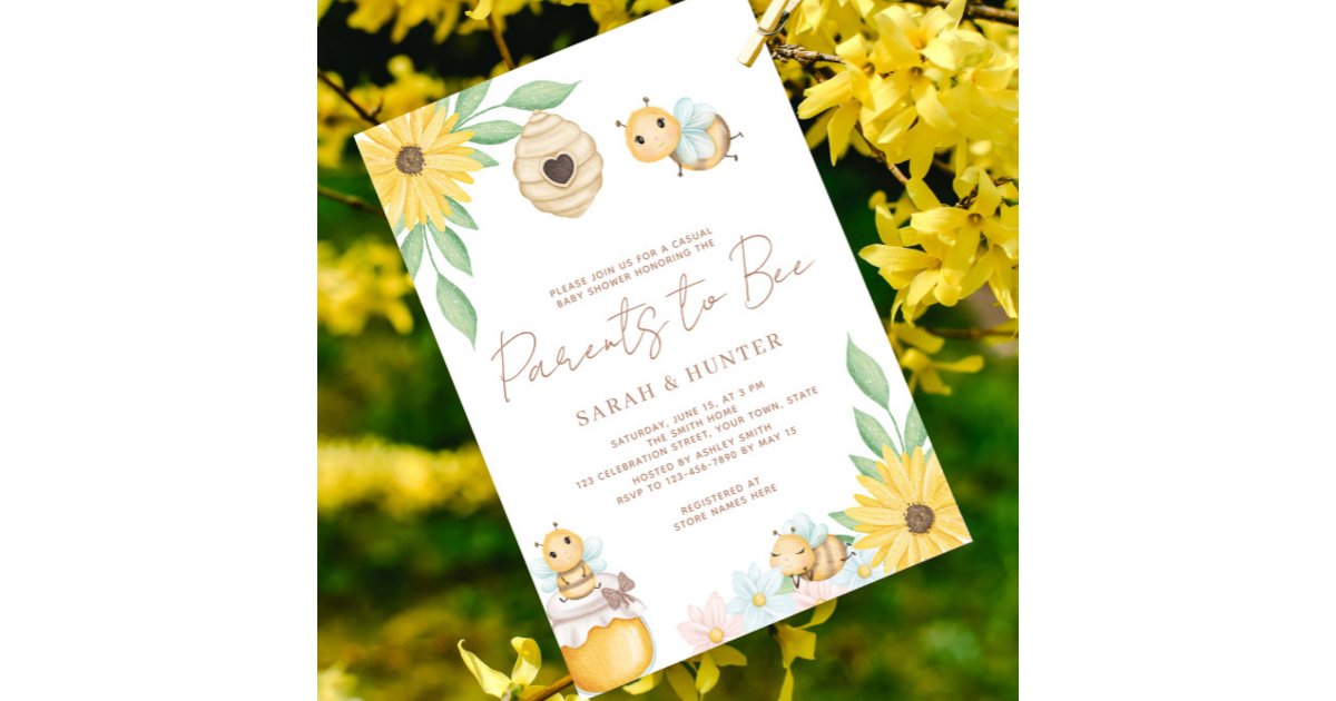 Parents to Bee Watercolor Bumblebee Baby Shower Invitation | Zazzle