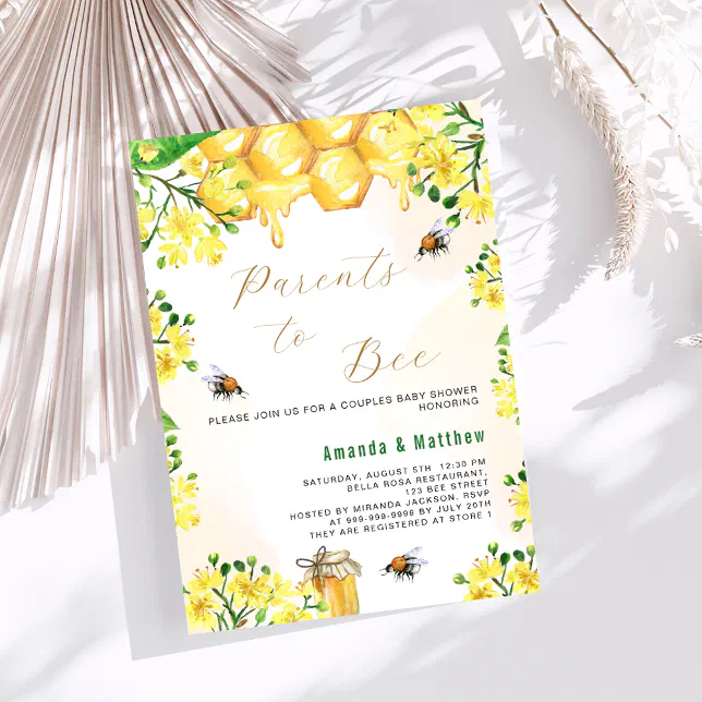 Parents to bee yellow florals couples Baby Shower Invitation | Zazzle