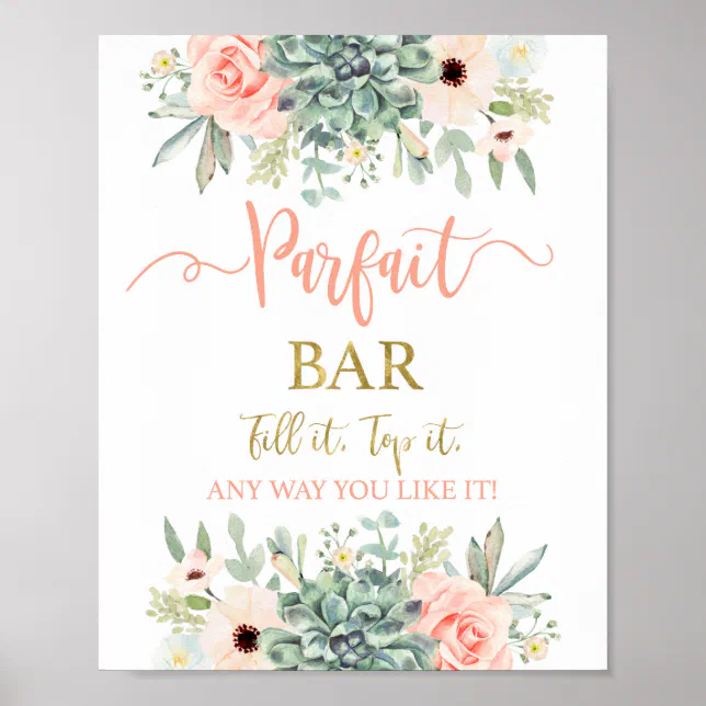 Parfait Bar succulents sign | Zazzle
