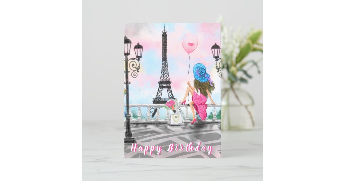 Paris Birthday Card with Eiffel Tower | Zazzle
