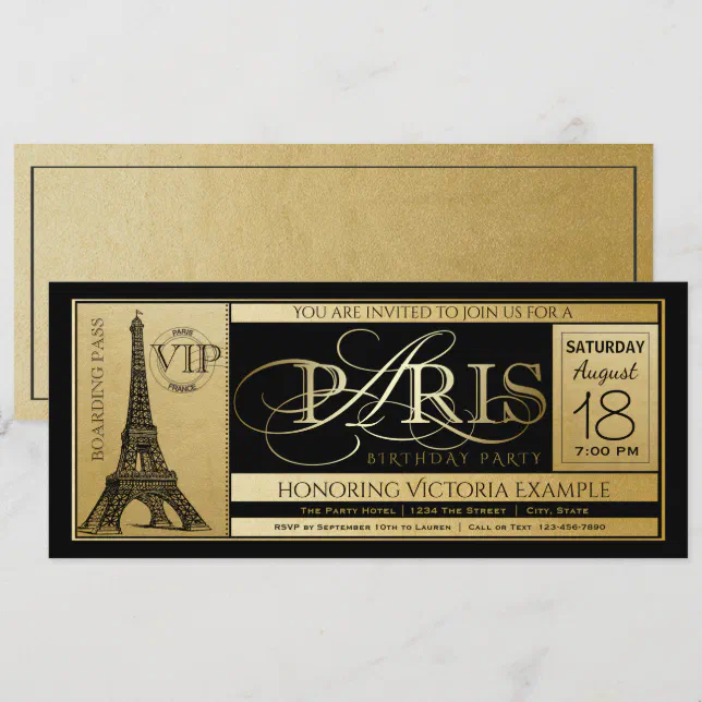 Paris Birthday Party Invitation Ticket Invitations | Zazzle