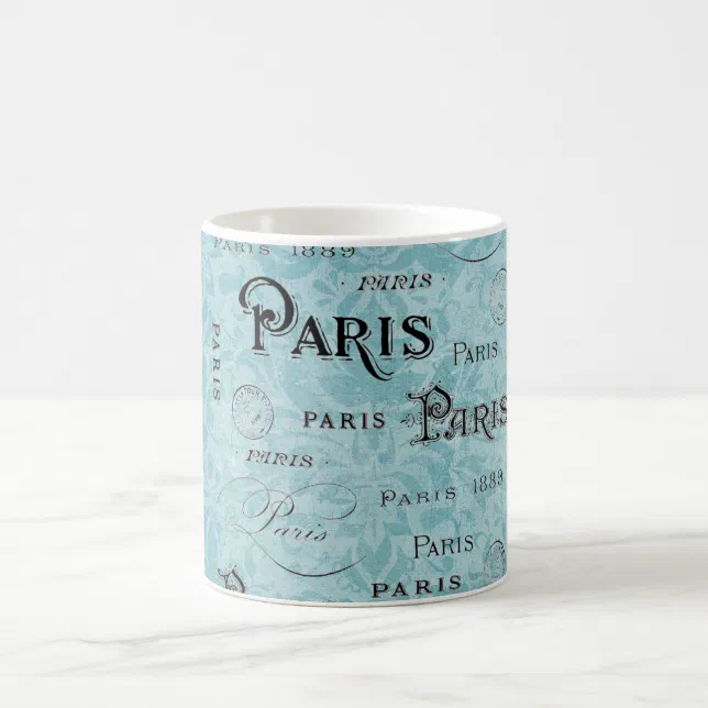 Paris | Blue Damask Coffee Mug | Zazzle