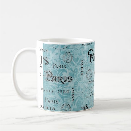 Paris | Blue Damask Coffee Mug | Zazzle