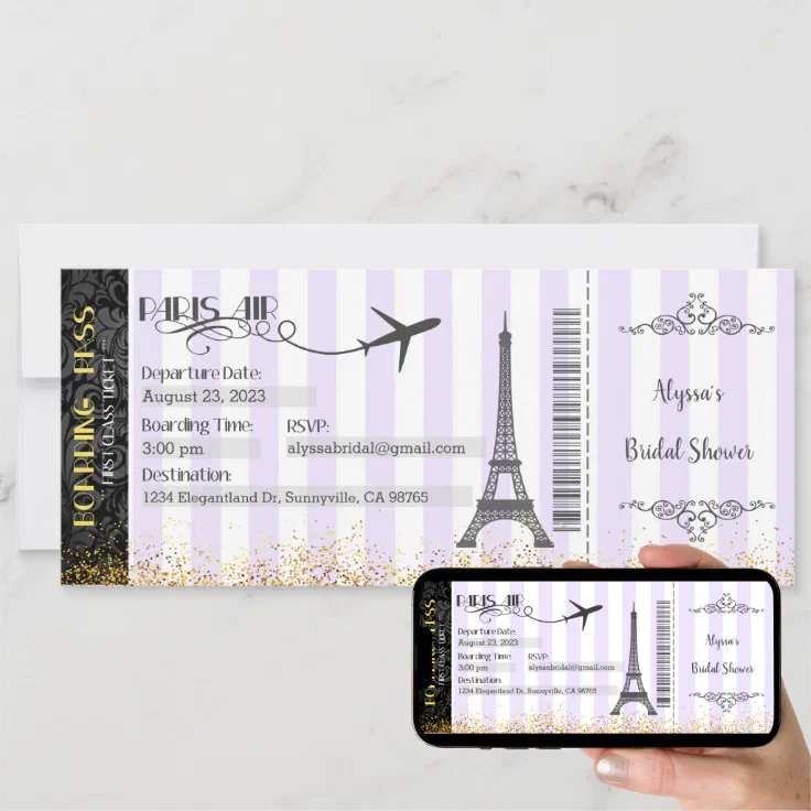 Paris Boarding Pass Invitation, Paris Invite | Zazzle