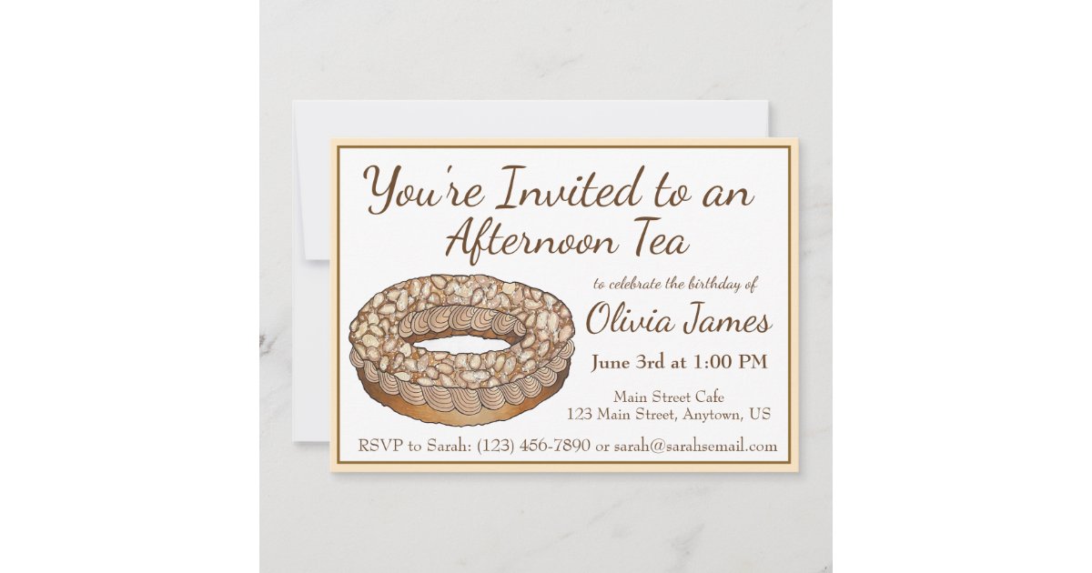 Paris Brest French Pastry Afternoon Tea Party Invitation | Zazzle
