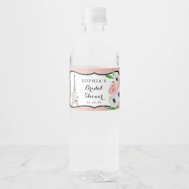 Paris Bridal Shower Water Bottle Labels | Zazzle