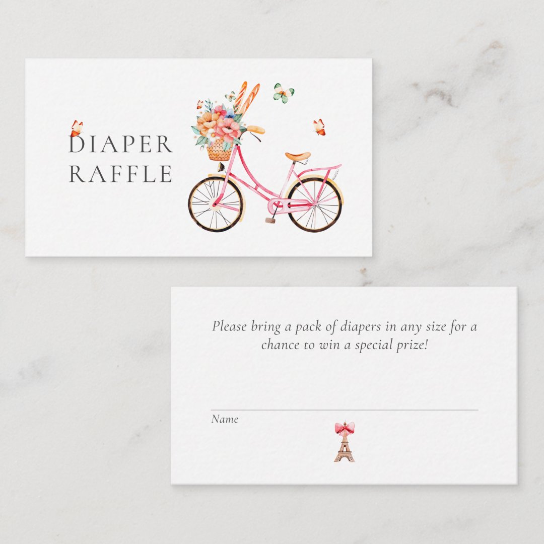 Paris Cafe Boulangerie Watercolor Diaper Raffle Enclosure Card | Zazzle