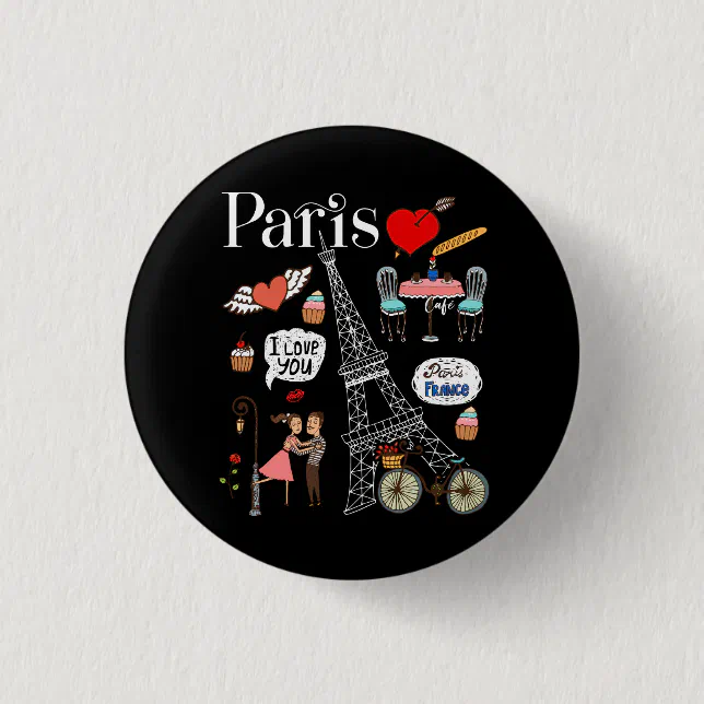 Paris Cafe Souvernir Fantasy Country Eiffel Tower Button | Zazzle