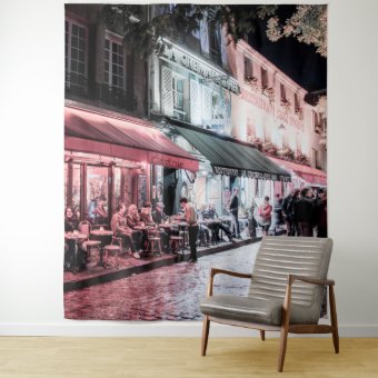 Paris Café Street Scene | Wall Mural Backdrop | Zazzle