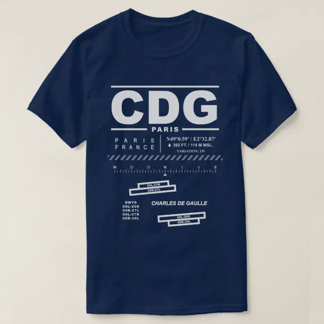 Paris Charles De Gaulle Airport CDG Tee Shirt: | Zazzle