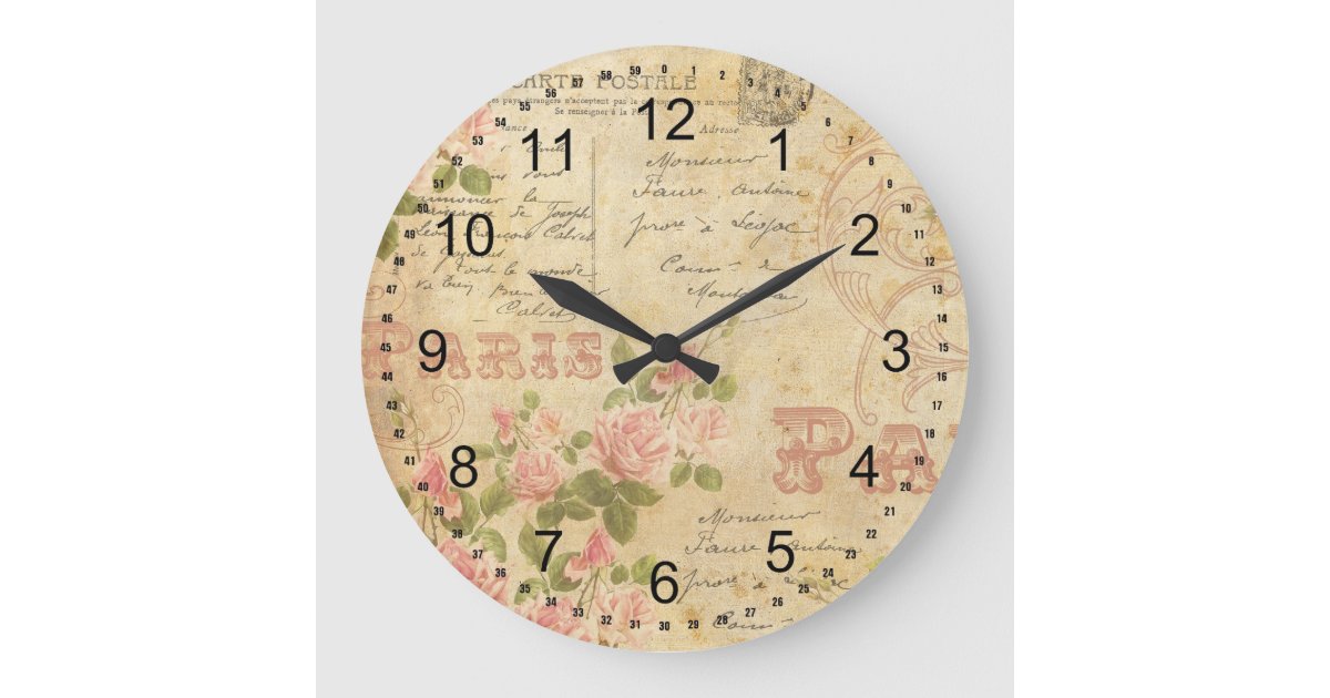 Paris Chic Large Clock | Zazzle