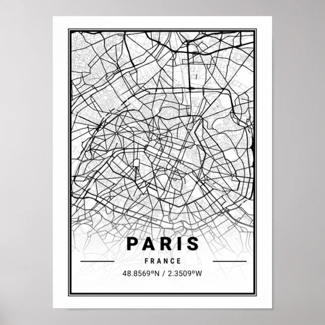 PARIS CITY MAP POSTER | Zazzle