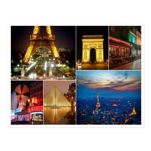 Paris collage france city travel cityscape postcard | Zazzle