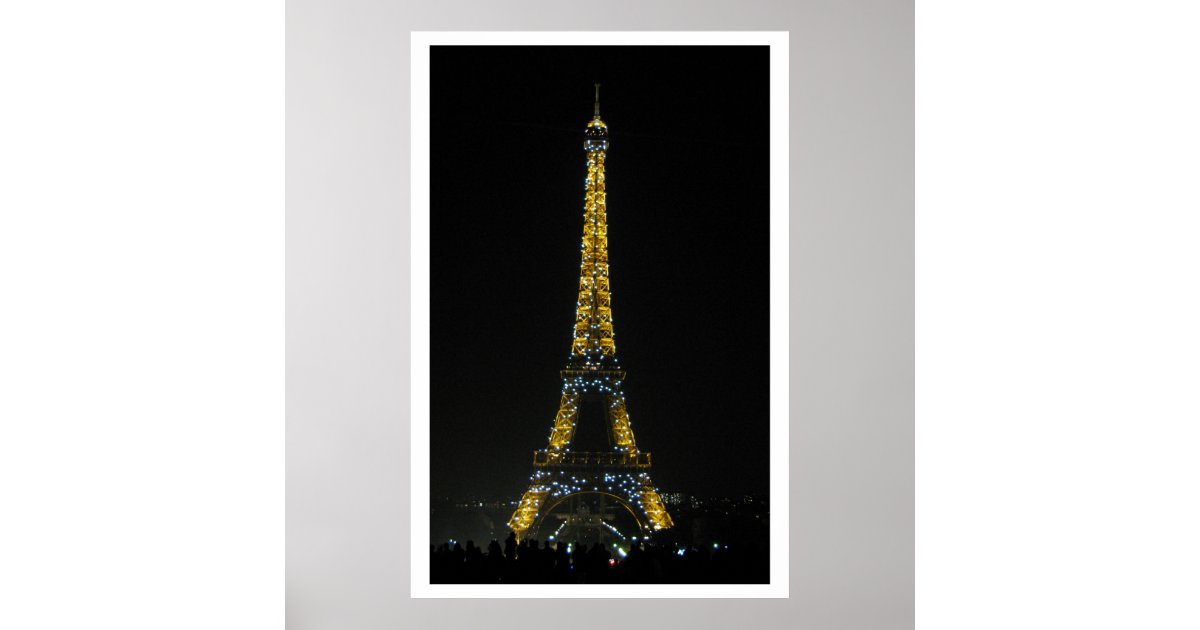 Paris, Eiffel tower at night Poster | Zazzle