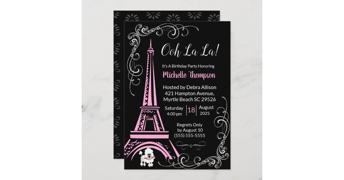 Paris Eiffel Tower Birthday Invitations | Zazzle
