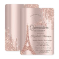 Paris Eiffel Tower,Drip Rose Gold Quinceañera Invitation | Zazzle