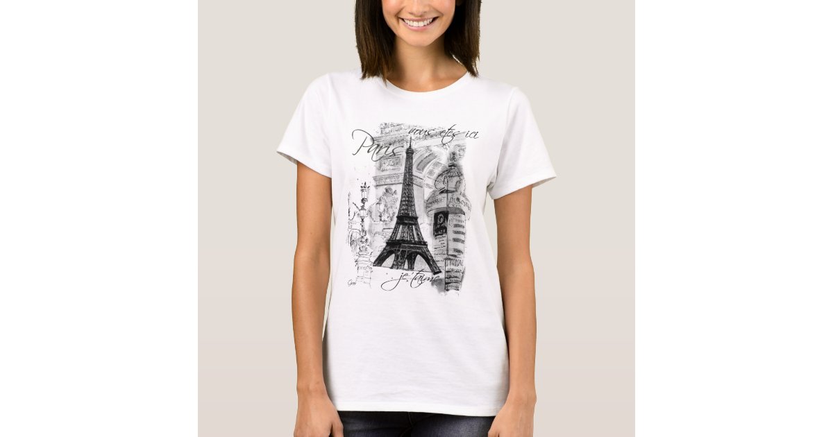 Paris Eiffel Tower French Scene Collage T-Shirt | Zazzle