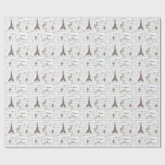 Paris Eiffel Tower French Scrolls Wrapping Paper | Zazzle