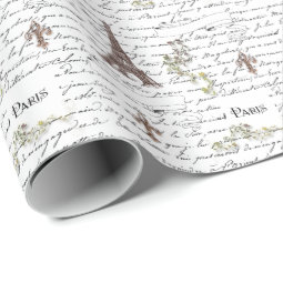 Paris Eiffel Tower French Scrolls Wrapping Paper | Zazzle