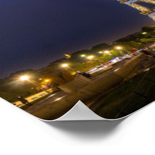 Paris Eiffel Tower Night Lights Poster | Zazzle