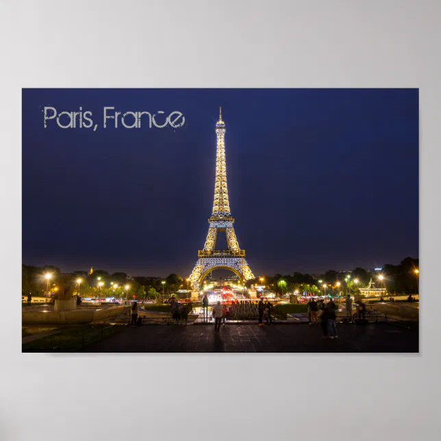 Paris Eiffel Tower Night Lights Poster | Zazzle