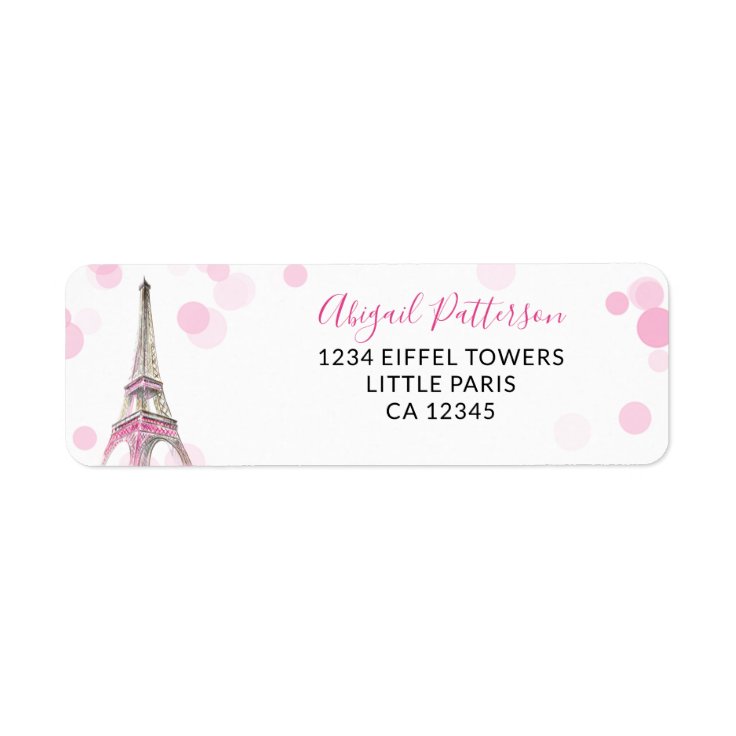 Paris Eiffel Tower Pink and Black Return Address Label | Zazzle