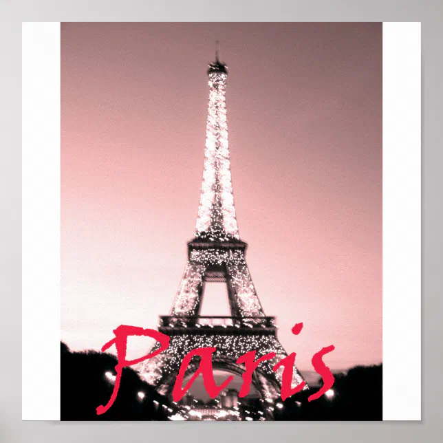 Paris Eiffel Tower Pink Poster | Zazzle