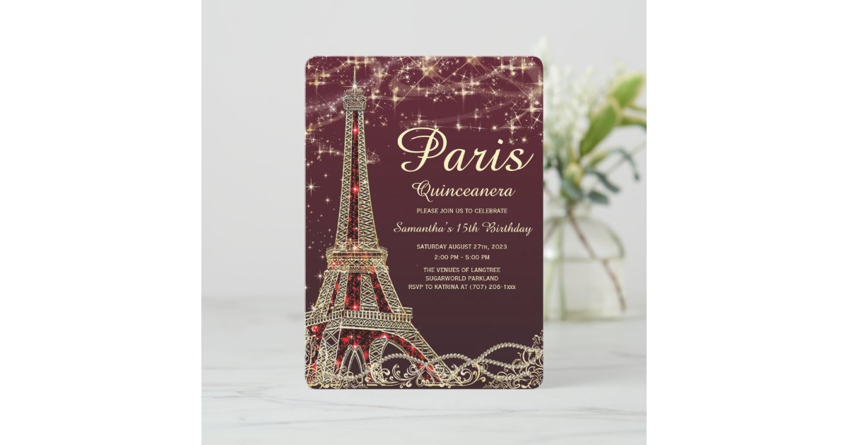 Paris Eiffel Tower Quinceanera Invite | Zazzle