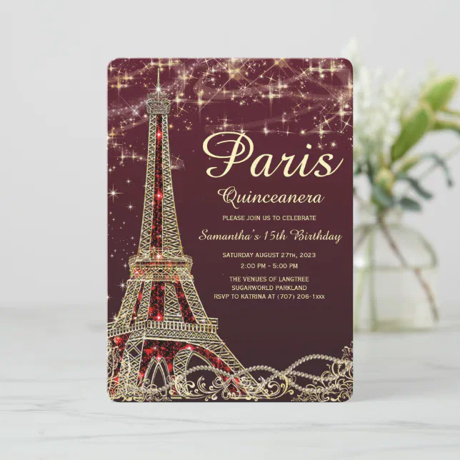 Paris Eiffel Tower Quinceanera Invite | Zazzle