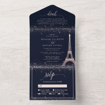 Paris Eiffel Tower Rose Gold Sparkle Wedding All I All In One ...