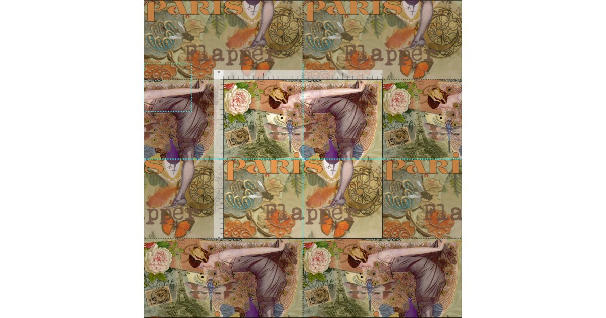 Paris Flapper Art Deco Peacock Vintage Fabric | Zazzle