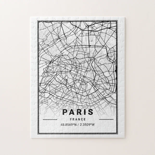 Paris France City Map | Modern Minimalist Drawing Jigsaw Puzzle | Zazzle