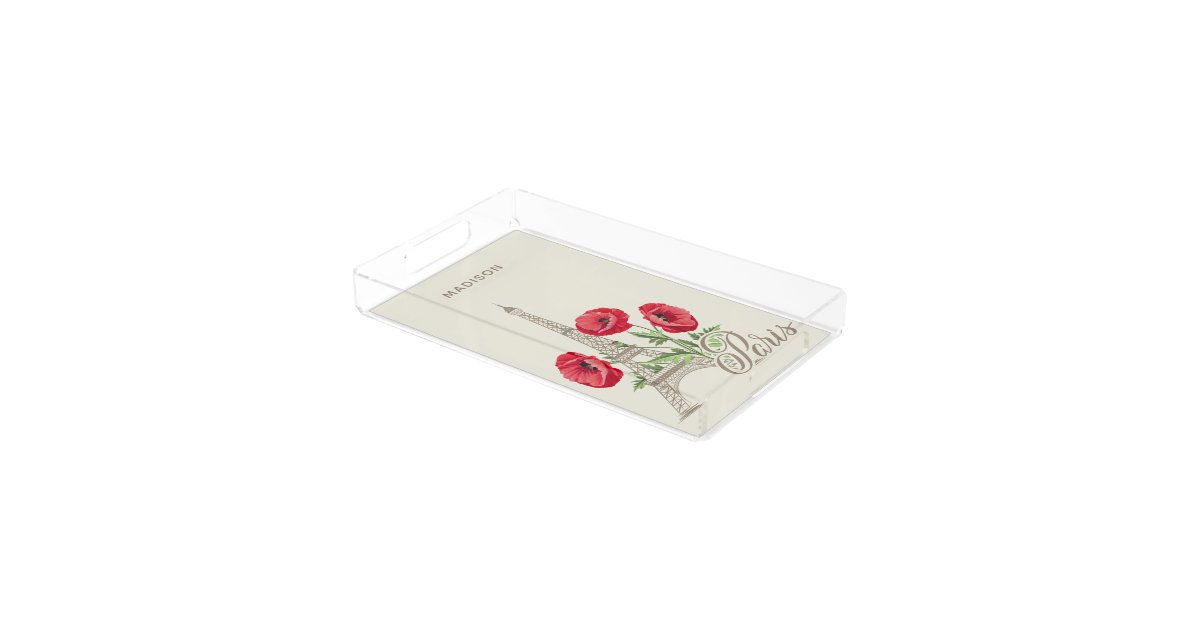 Paris France custom name Acrylic Tray | Zazzle